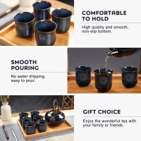 China 8oz 4 Pieces Asian Tea Set Portable Ceramic Tea Set With C Shaped Handle for sale