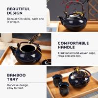 China 8oz 4 Pieces Asian Tea Set Portable Ceramic Tea Set With C Shaped Handle for sale