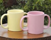 China 16 Ounce Set Of 2 Double Handle Ceramic Drinking Mug Dishwasher SAFE for sale
