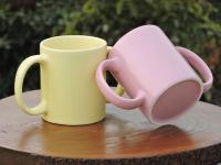China 16 Ounce Set Of 2 Double Handle Ceramic Drinking Mug Dishwasher SAFE for sale