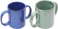 China 16 Ounce Set Of 2 Double Handle Ceramic Drinking Mug Dishwasher SAFE for sale