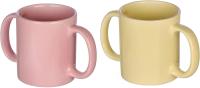 China 16 Ounce Set Of 2 Double Handle Ceramic Drinking Mug Dishwasher SAFE for sale