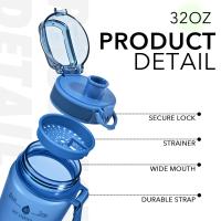 China HAS 32oz Motivational Water Bottles With Time Marker & Fruit Strainer for sale