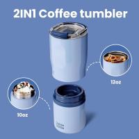China 13.5 Ounces 2 In 1 Double Section Mugs Insulated Tumblers With 2 Lids For Beverages for sale