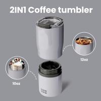 China Custom Double Section Vacuum Travel Mug 2in1 Coffee Tumbler 13 Ounces for sale