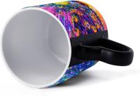 China Ceramic Heat Sensitive Coffee Cups Discoloration Cup with Heart Shaped Handle Gifts heat changing mug for sale