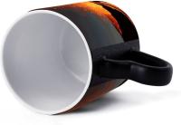 China Ceramic Heat Sensitive Coffee Cups Discoloration Cup with Heart Shaped Handle Gifts heat changing mug for sale