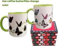 China Ceramic Color Changing Mug Birthday Gifts for Men Women Heat Changing Coffee Mug Cup with Heart 16 oz for sale