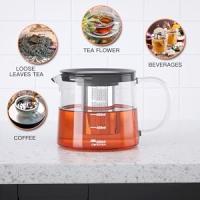 China Removable Filter Spout Glass Teapot for Loose Leaf and Blooming Tea 30.4oz Clear Teapots for sale