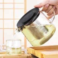 China Removable Filter Spout Glass Teapot for Loose Leaf and Blooming Tea 30.4oz Clear Teapots for sale
