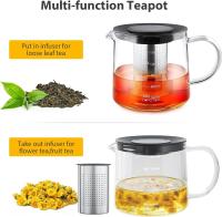 China Removable Filter Spout Glass Teapot for Loose Leaf and Blooming Tea 30.4oz Clear Teapots for sale