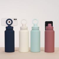 China 2024 New Magnetic Insulation Cup Mobile Phone Holder Water Cup Large Capacity 1L Large Mouth Stainless Steel Sports Wate for sale