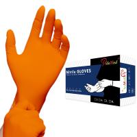 China 5mil - 6mil Powder Free Nitrile Gloves Orange Textured Nitrile Gloves for sale