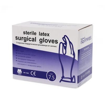 China OEM Powder Free Latex Surgical Gloves Gamma Sterilized White Sterile Gloves OF Single Pair Pack for sale