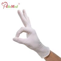 China White Powdered Latex Gloves Easy Donning Medical Exam Gloves For Single Use for sale
