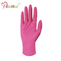 China Beaded Cuff Non Sterile Powder Free Gloves Comfortable Fit Powderless Nitrile Gloves Pink for sale