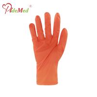 China 5mil - 6mil Powder Free Nitrile Gloves Orange Textured Nitrile Gloves for sale