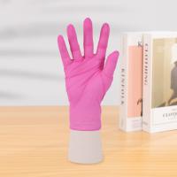 China Beaded Cuff Non Sterile Powder Free Gloves Comfortable Fit Powderless Nitrile Gloves Pink for sale