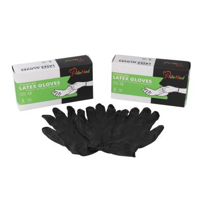 China Beaded Cuff Black Latex Disposable Gloves 5 Mil - 6 Mil Household Latex Gloves for sale