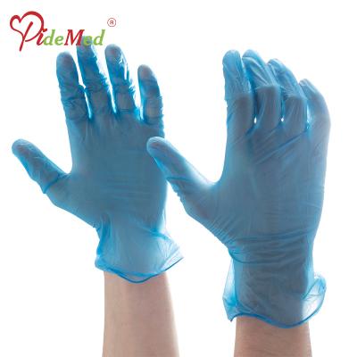 China Lightweight Powder Free Vinyl Gloves Blue 4 Mil Disposable Gloves Large For Cleaning Service for sale