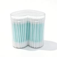 China Round Tip Ear Cleaning Swabs PP Plastic Cotton Buds Blue Color for sale
