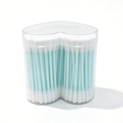 China Round Tip Ear Cleaning Swabs PP Plastic Cotton Buds Blue Color for sale