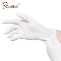 China Natural White Powdered Latex Gloves Stretchable Medical Examination Gloves Biodegradable for sale