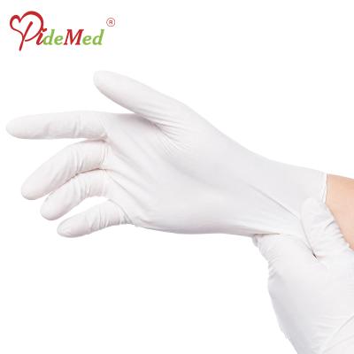 China Natural White Powdered Latex Gloves Stretchable Medical Examination Gloves Biodegradable for sale