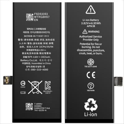 China Pure Cobalt Iphone Lithium Polymer Battery Customized Black 1821mA for sale