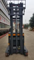 China Narrow Aisle Seated Electric Pallet Stacker Reach Type Yellow Color for sale