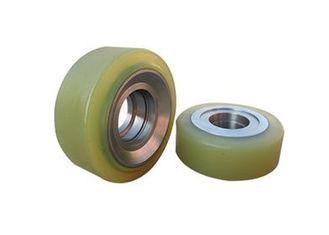 China Yellow Color Forklift Spare Parts Pu Caster Wheel With 90mm Cast Iron Core for sale