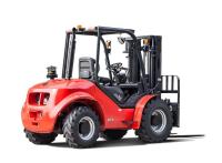 China 4 Wheel Drive Stand Up Forklift , Narrow Aisle Forklift Rough Terrain Lift Truck for sale