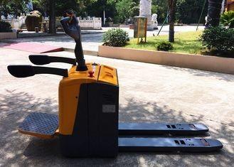 China Stand On Type 2500kg Electric Pallet Truck Jack Forklift With Folding Platform for sale