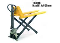 China Small Size Scissor Pallet Truck , High Lift Pallet Truck With Lifting Height 800mm for sale