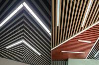 China Decorative U Baffle Aluminum Panel Ceiling Wooden Grain Coated Suspended Acoustic Ceiling Baffles for sale