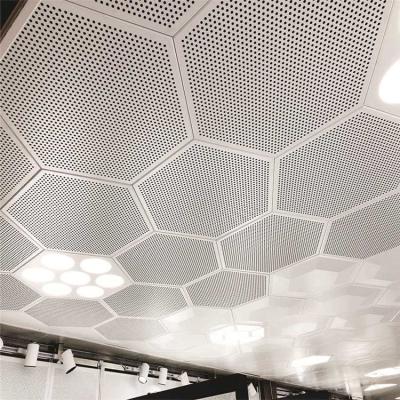 China Perforated Hexagon Acoustic Ceiling Tiles Aluminum Pre Painted for sale