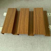 China Linear G Strip Ceiling Aluminium Strip 300mm Width Wooden Grain Coating for sale