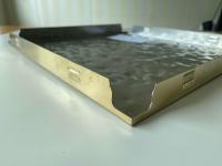 China Wood Grain Aluminum Metal Ceiling 300x300x25mm Stainless Steel Ripple Clip In Ceiling for sale