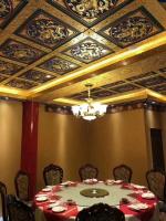China 600x600mm Aluminum Metal Ceiling 3D Temple Board Gold Foil Buddha Hall Lotus for sale