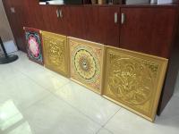 China 600x600mm Aluminum Metal Ceiling 3D Temple Board Gold Foil Buddha Hall Lotus for sale