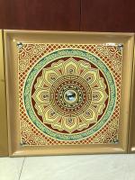 China 600x600mm Aluminum Metal Ceiling 3D Temple Board Gold Foil Buddha Hall Lotus for sale