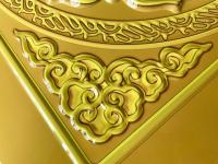 China 600x600mm Aluminum Metal Ceiling 3D Temple Board Gold Foil Buddha Hall Lotus for sale