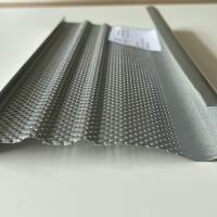 China 120x65x0.85mm Aluminum Metal Ceiling J Shape Screen Standard Perforation Metallic Glittering Silver for sale