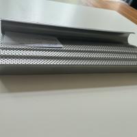 China 120x65x0.85mm Aluminum Metal Ceiling J Shape Screen Standard Perforation Metallic Glittering Silver for sale