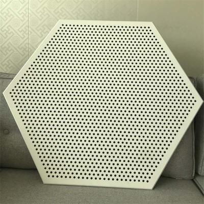 China Customized Metal False Acoustic Ceiling Tile Perforated Clip In Hexagonal for sale