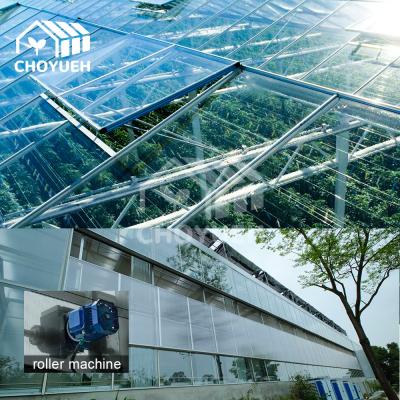 China Wind Resistant Glass Greenhouse With Transparent Panels And UV Protection for sale