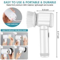 China Electric Cleaning Brush 400g White Household Scrubber with Interchangeable Sponge Head for sale