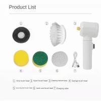 China Electric Cleaning Brush 400g White Household Scrubber with Interchangeable Sponge Head for sale