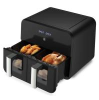 China 9L Touch Screen Double Air Fryer 1800W Electric Deep Fryer Smart Rack Oil Free Household for sale