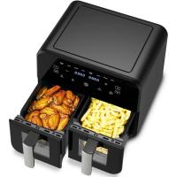 China 9L Touch Screen Double Air Fryer 1800W Electric Deep Fryer Smart Rack Oil Free Household for sale